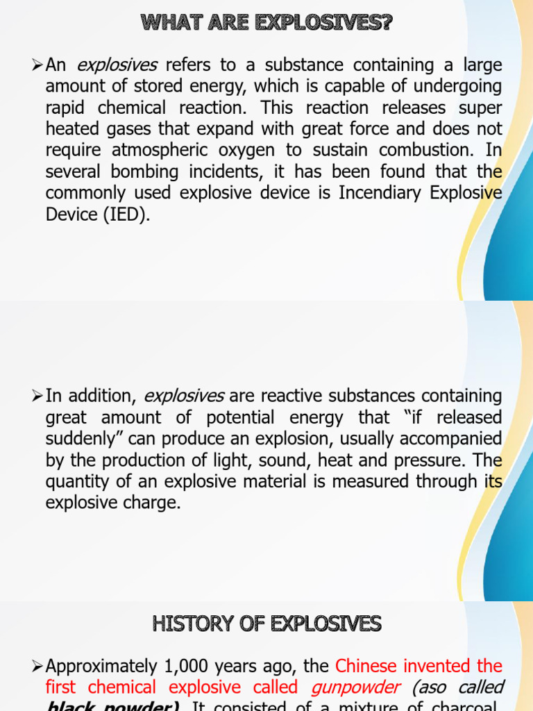 Understanding Explosives: Types and History | PDF | Gunpowder | Explosion