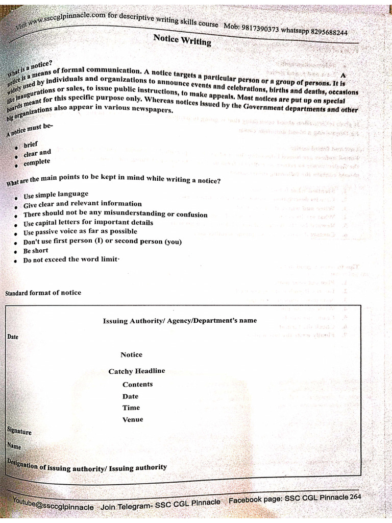 Notice Writing Pinnacle | PDF