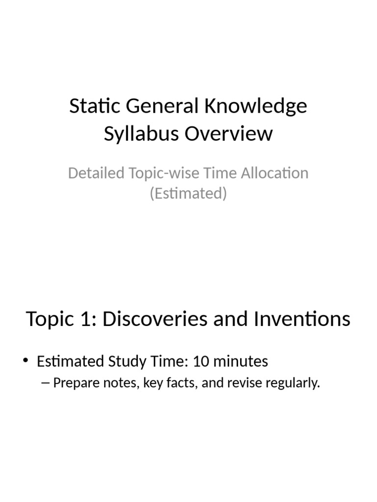 Static GK Syllabus Overview | PDF