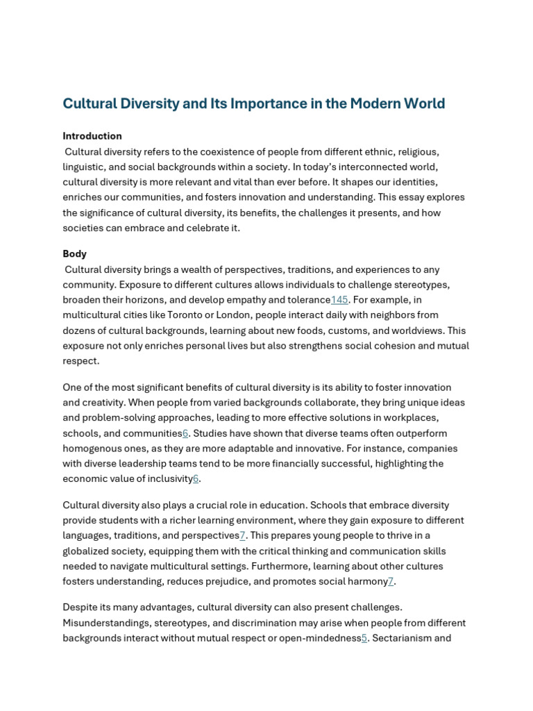Cultural Diversity and Its Importance in The Modern World | PDF ...