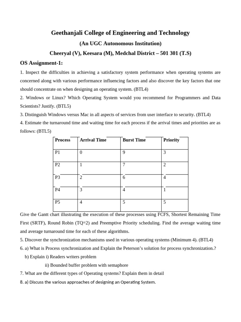 OS Assignment 1 | PDF