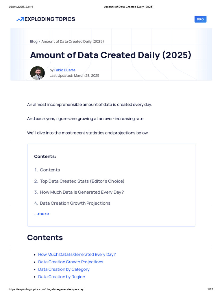 Aula 01 - Amount of Data Created Daily (2025) | PDF | Snapchat | Cyberspace