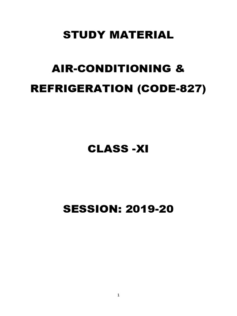 Class 11 Code 187 Air conf & refg | PDF | Heat | Refrigeration