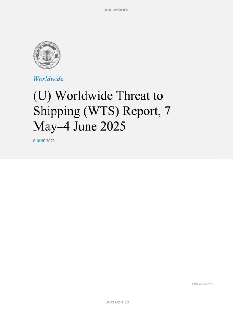 U.S. Navy Office of Naval Intelligence Worldwide Threat To Shipping ...