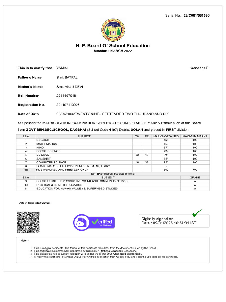 Edu - Hpbose SSCER 22141970182022 | PDF