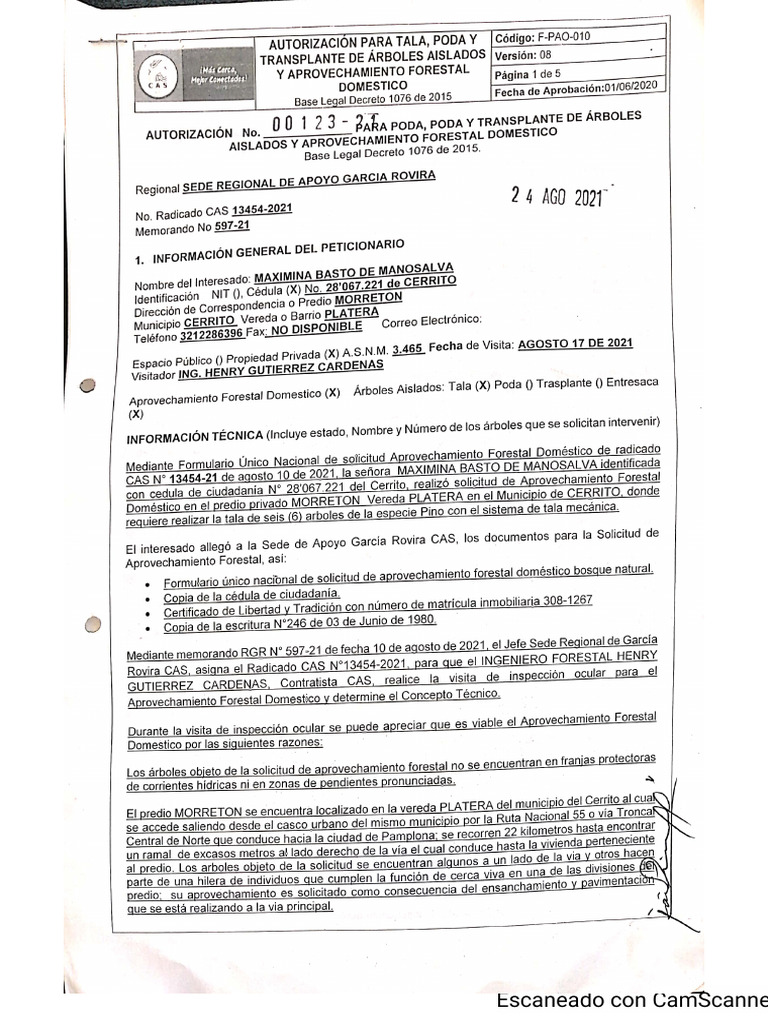 Autorización Maximina Basto | PDF