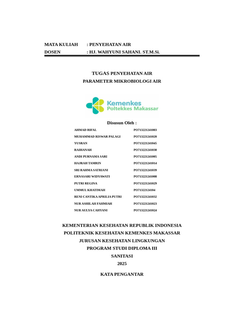 Parameter Mikrobiologi Air dan Kualitasnya | PDF
