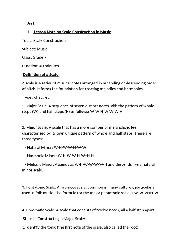 Lesson Note On Music For Grade 7-9 2 | PDF | Musical Forms | Musical ...