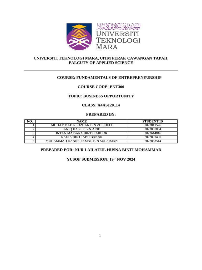 Business Oppurtunity Ent300 (4f) | PDF | Brand | Marketing