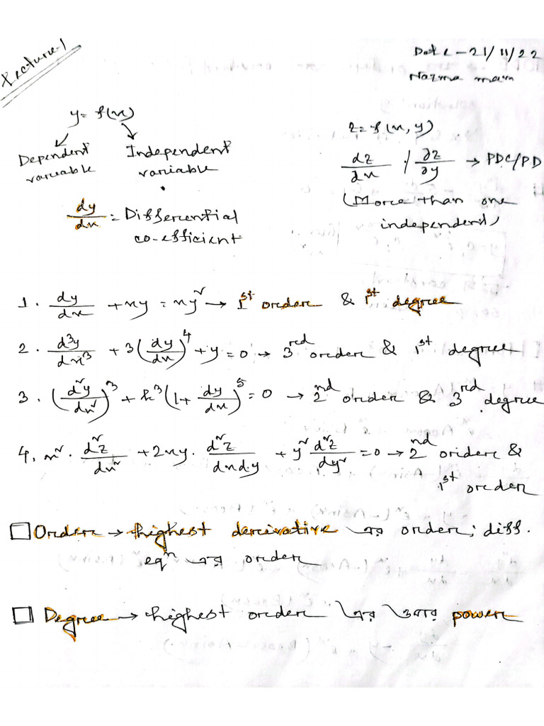Ordinary Differential Equation Notes | PDF