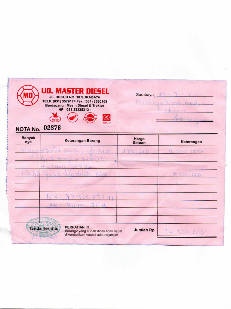 2 Cimp - Invoice Vibrator Gladiator Gx160 (4 Unit) 2021 | PDF