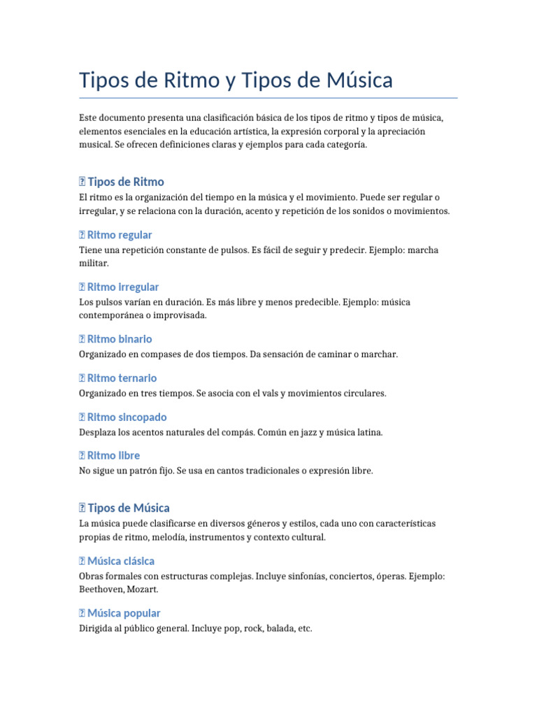 Tipos de Ritmo y Tipos de Musica | PDF
