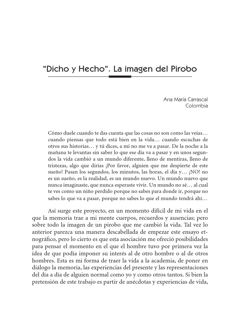 Dicho y Hecho La Imagen Del Pirobo | PDF | Memoria | Realidad