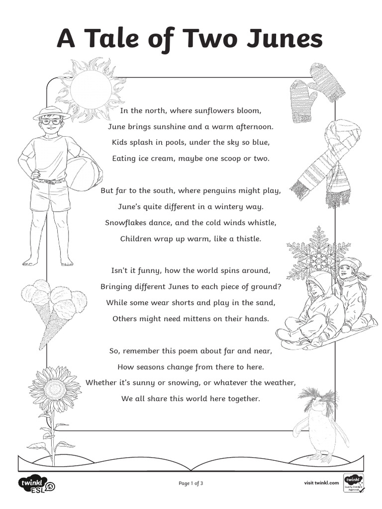 Contrasting Seasons in June Poem | PDF | English As A Second Or Foreign ...
