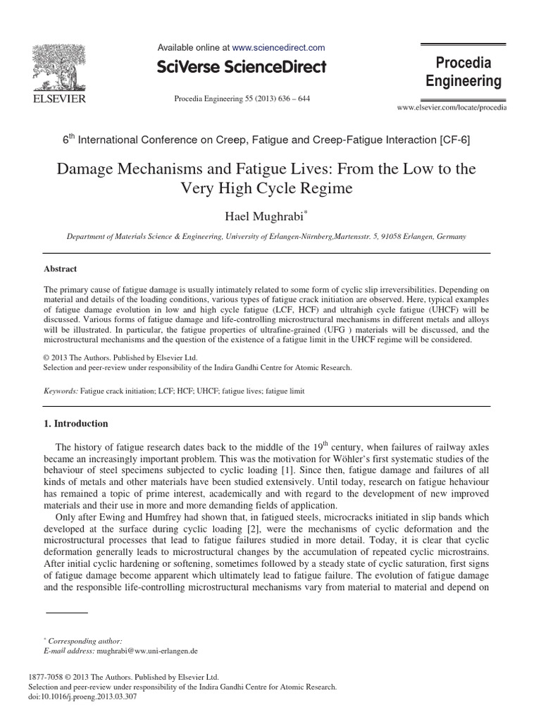 Damage Mechanisms and Fatigue Lives From The Low T | PDF | Fatigue ...