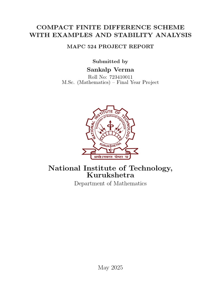Compact Finite Difference Schemes Analysis | PDF | Partial Differential ...