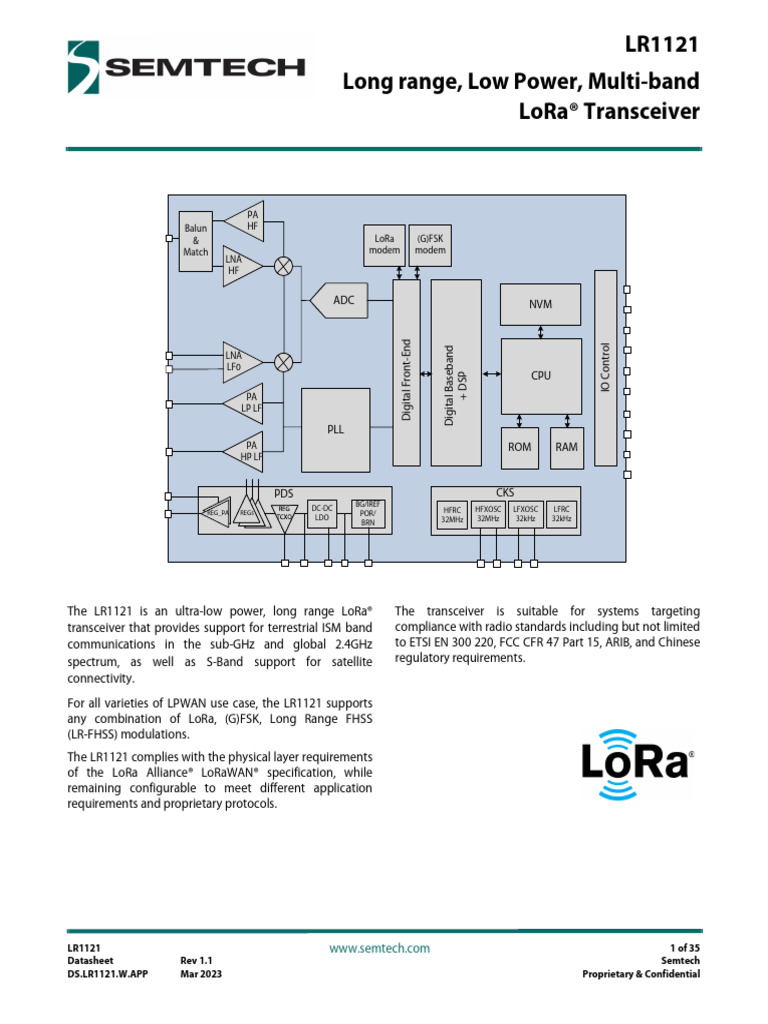 LR1121 Data Sheet V1 1 | PDF | Computing | Electronic Engineering
