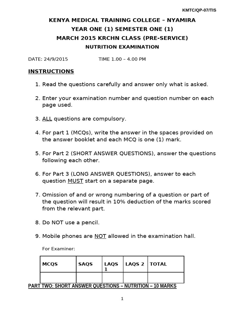 Year 1 Sem 1 - Nutrition-1 | PDF