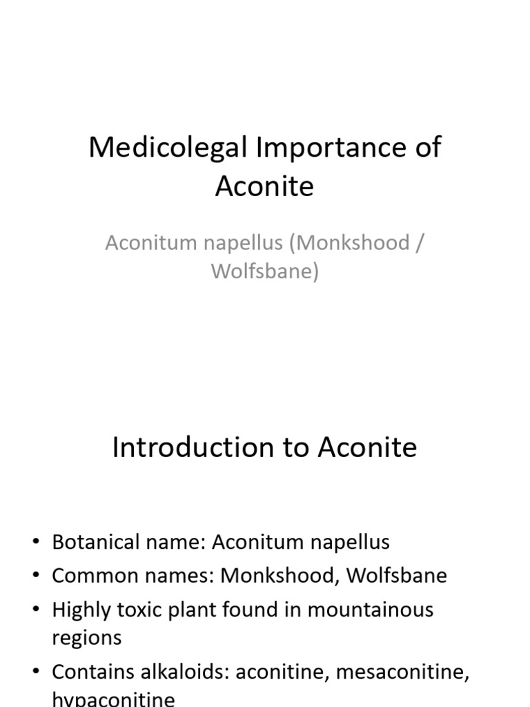 Aconite Medicolegal Importance | PDF