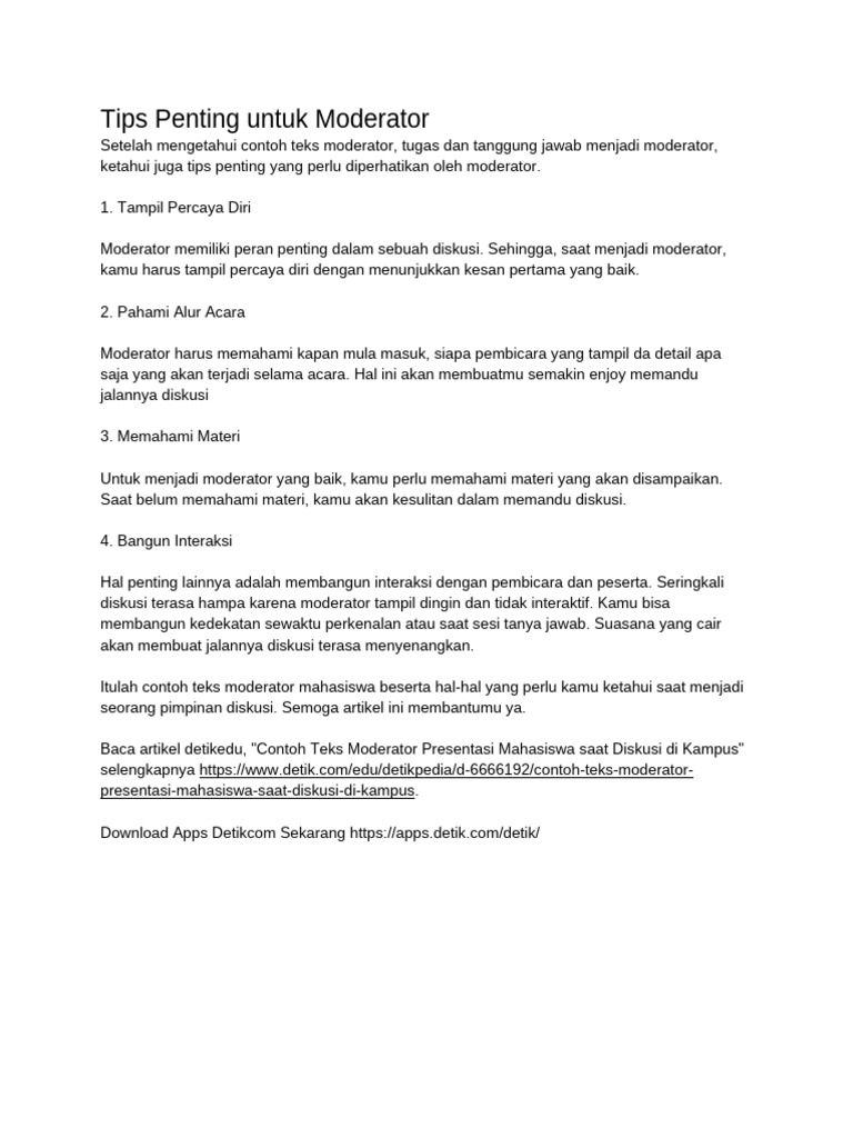 Tips Penting Untuk Moderator | PDF