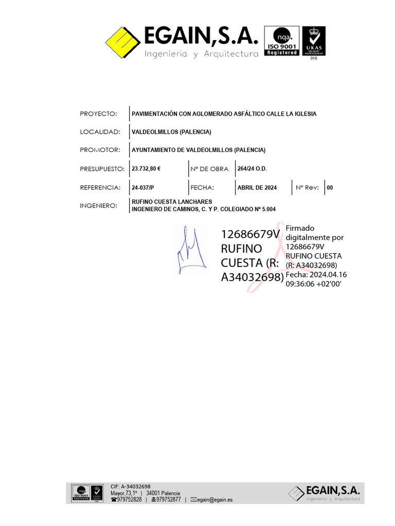 Proyecto Exp 24-037 P Obra 264-24 O.D. | PDF | Hormigón | Materiales