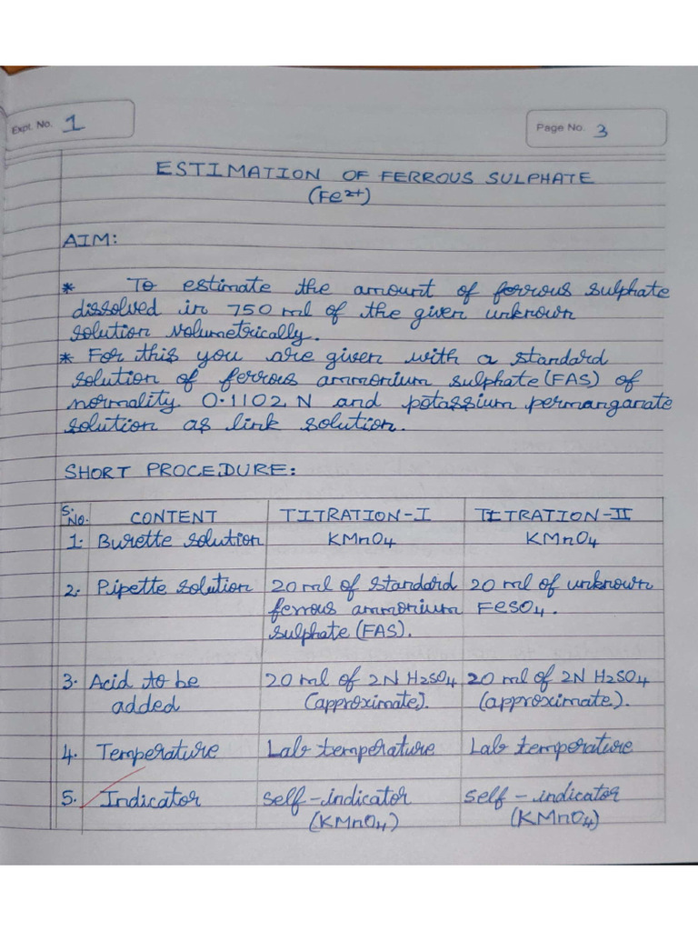 Chemistry Practical Sample | PDF