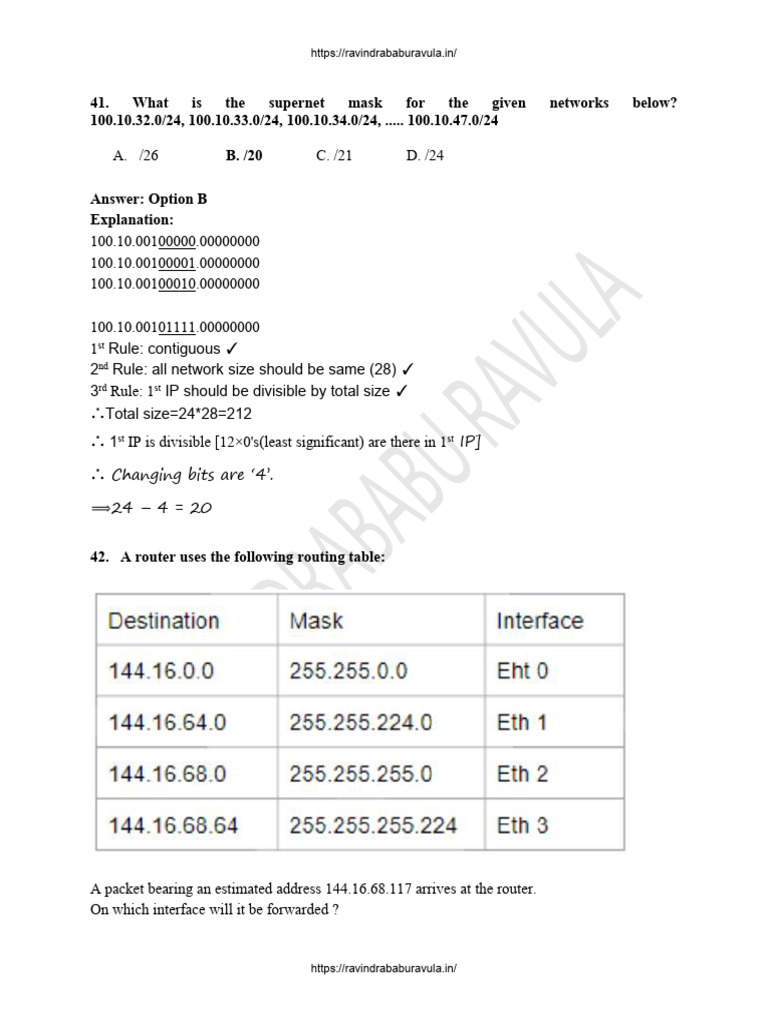 CN IP Addressing Practice Set - 3 Solutions | PDF | Ip Address | Routing