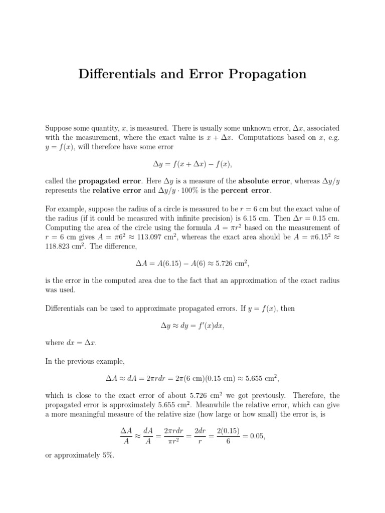 Differentials and Error Propagation | PDF