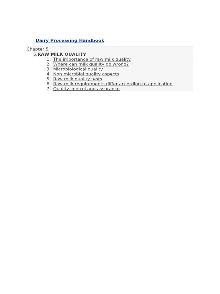 Raw Milk Quality in Dairy Processing | PDF | Milk | Dairy