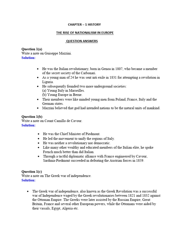 History CH 1 The Rise of Nationalism in Europe | PDF | Balkans | German ...
