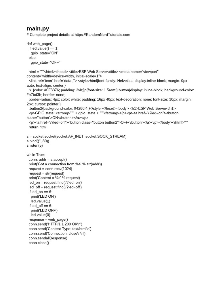 Micropython ESP32 Sprint2 | PDF
