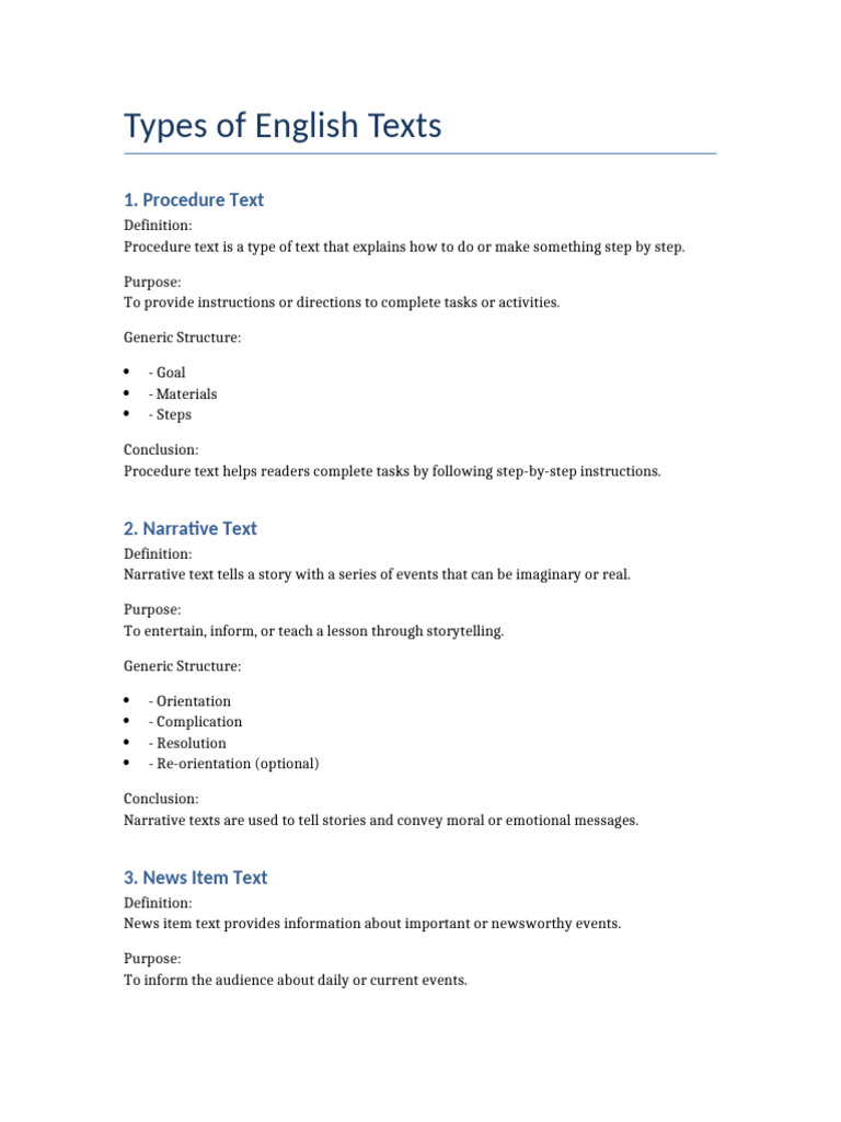 English Text Types Document | PDF | Narrative | Human Communication