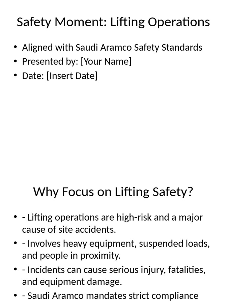 Safety Moment Lifting Operations | PDF