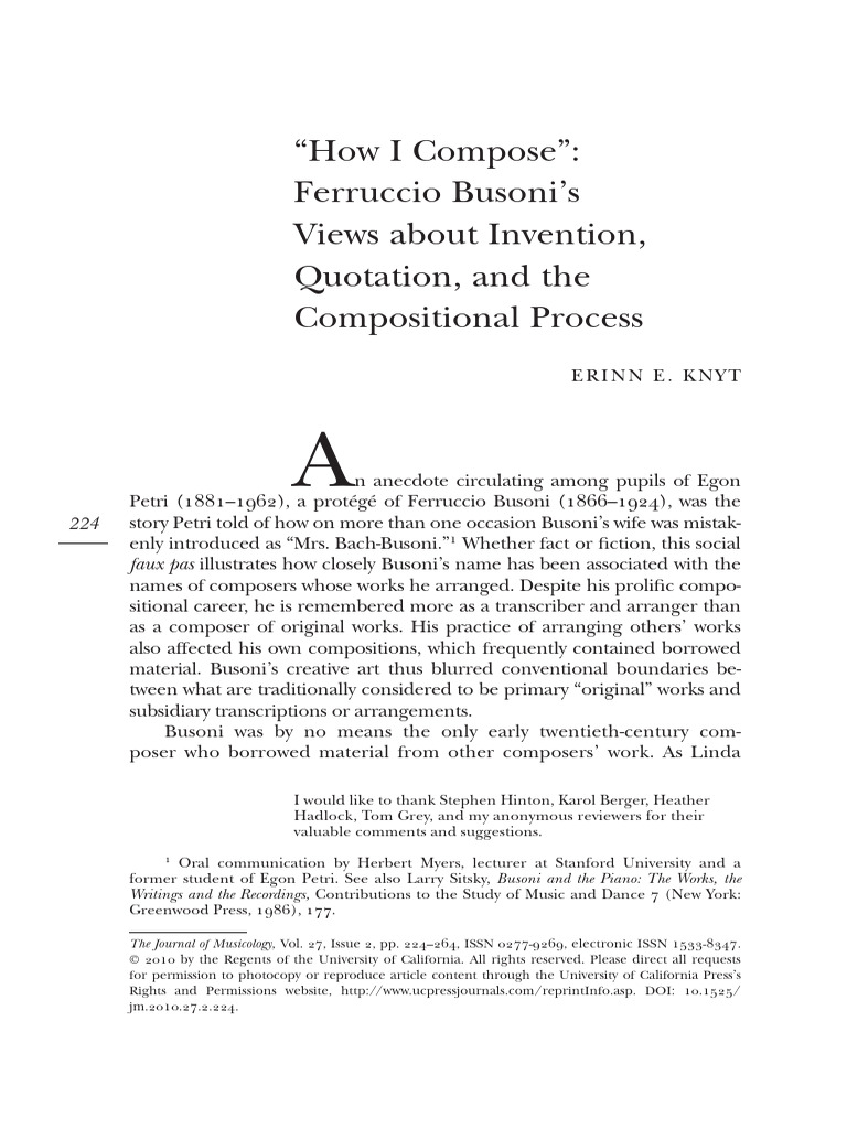 Busoni How I Compose | PDF | Idea | Johann Sebastian Bach