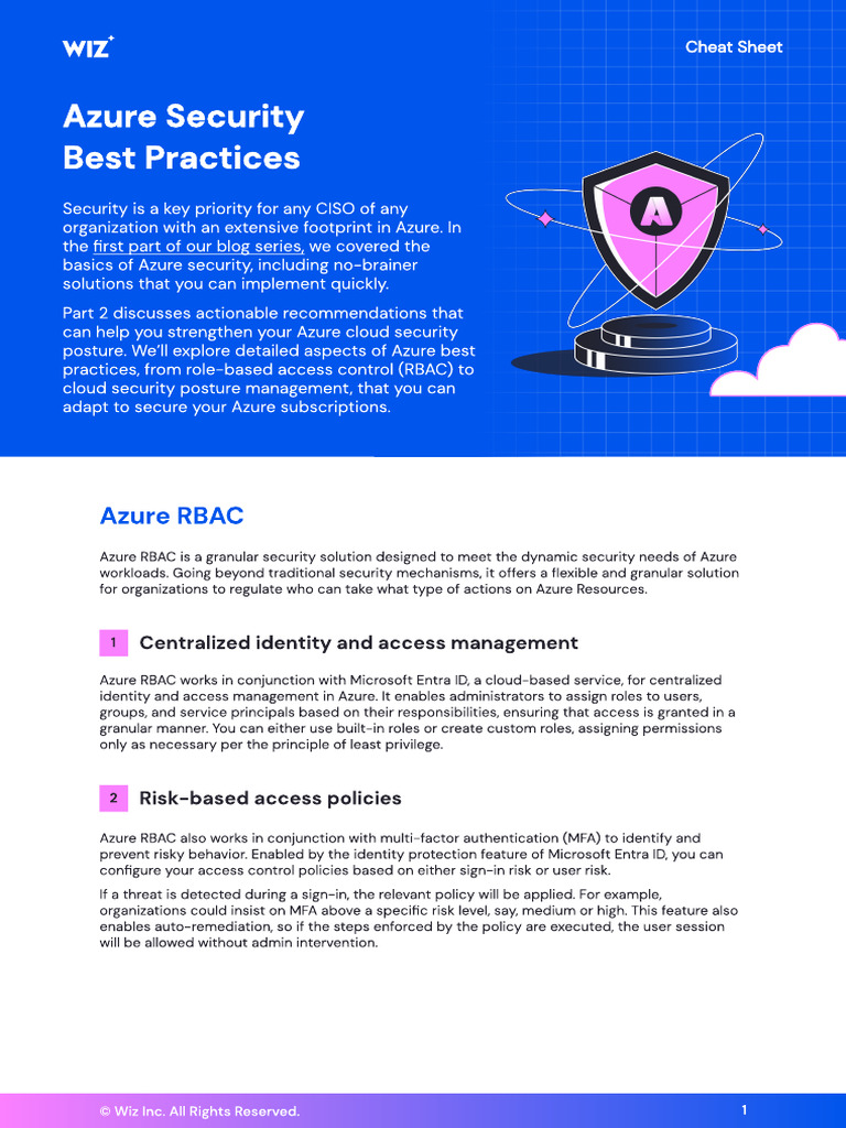 Azure Security Best Practices Cheat Sheet | PDF | Security | Computer Security