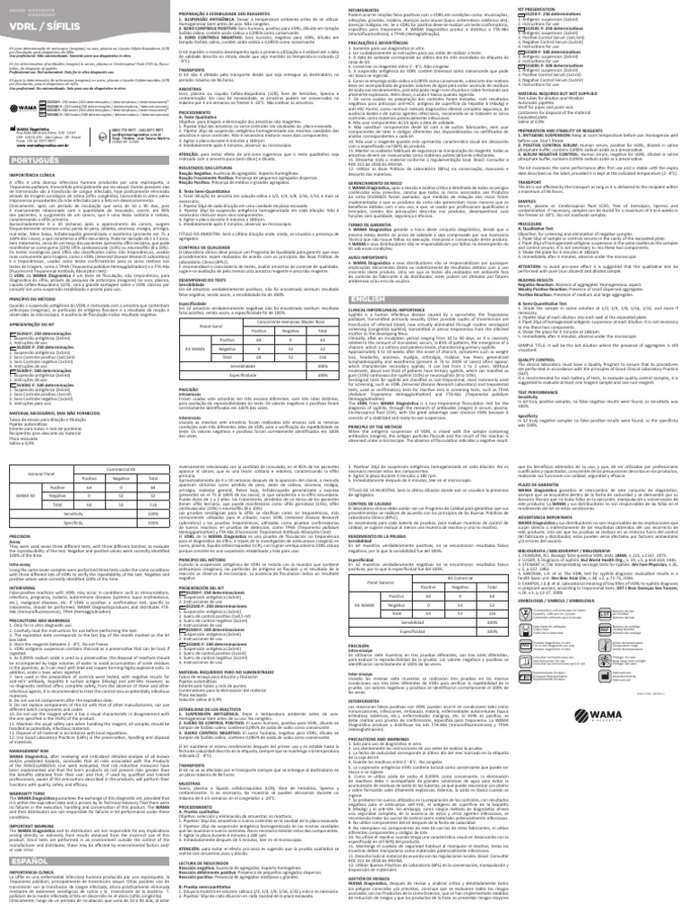 Kit VDRL: Diagnóstico da Sífilis | PDF | Remédio | Microbiologia