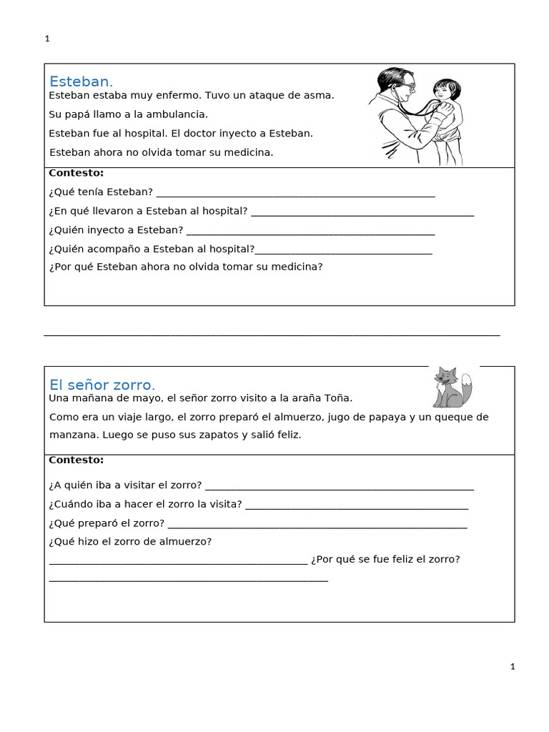 Cuentos infantiles y preguntas de comprensión | PDF | Pollo | Zoología