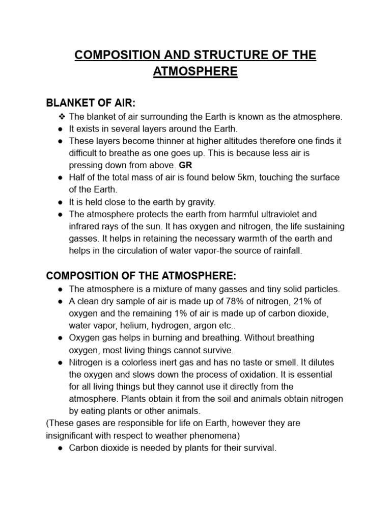 Structure and Composition of Atmosphere | PDF | Atmosphere Of Earth ...
