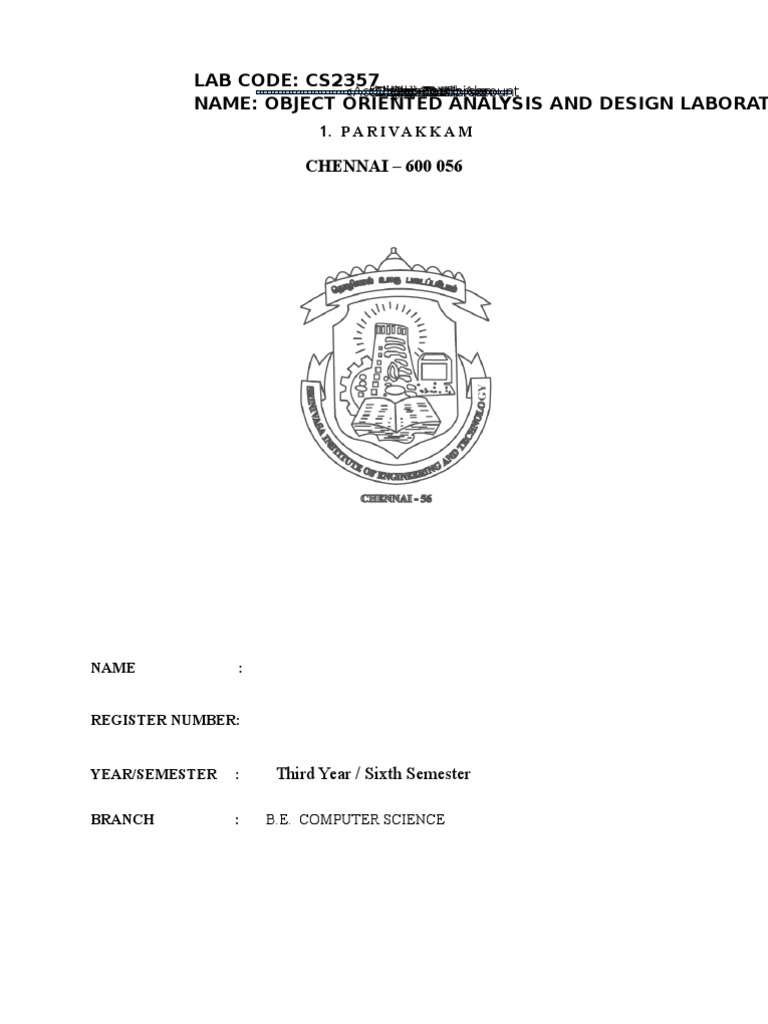 OOAD Lab Manual | PDF | Class (Computer Programming) | Use Case