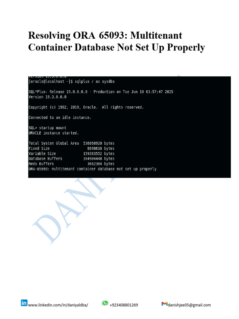 Fixing ORA 65093 in Oracle 19c On OEL 7 9 1749644761 | PDF | Databases | Software Engineering