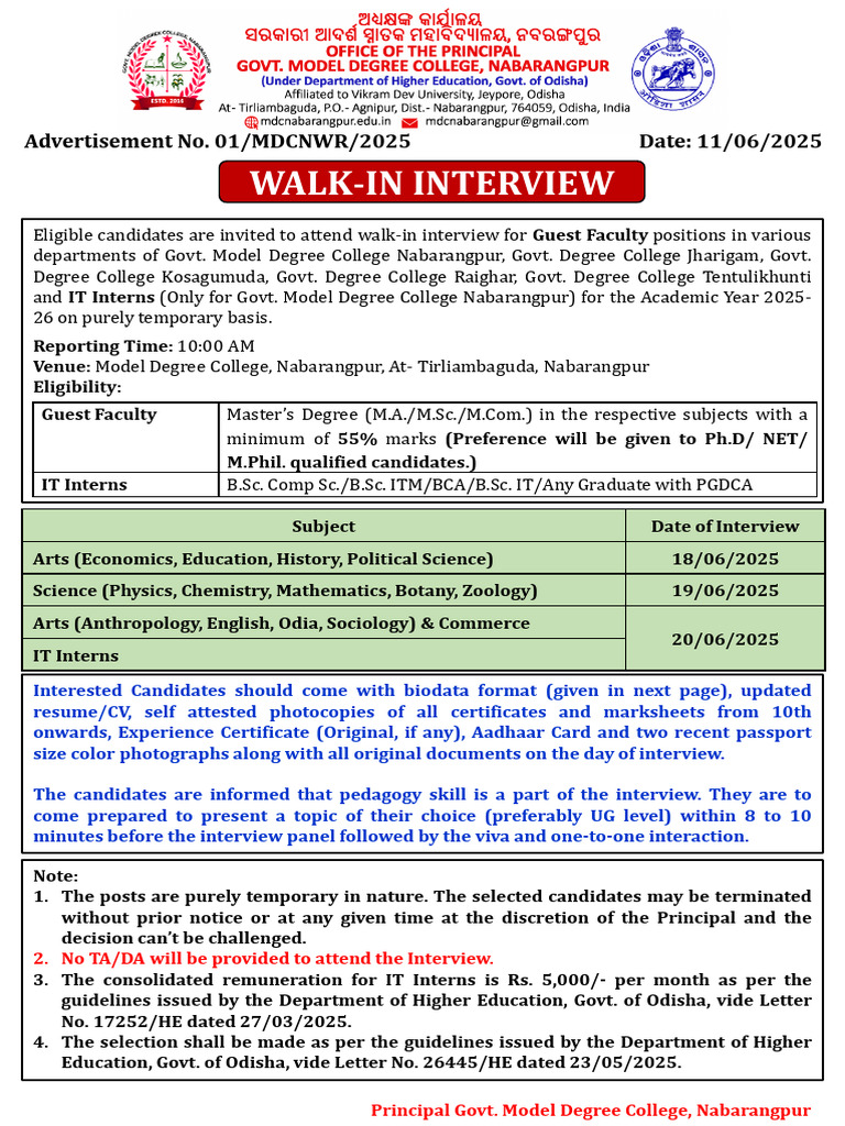 Walk in Interview MDC Nabarangpur | PDF