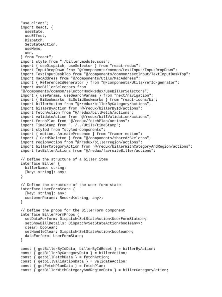 Biller Form Component in React | PDF | Computing | Computer Programming