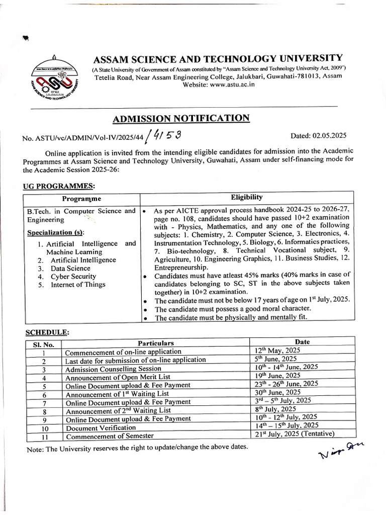 Admission Notification | PDF