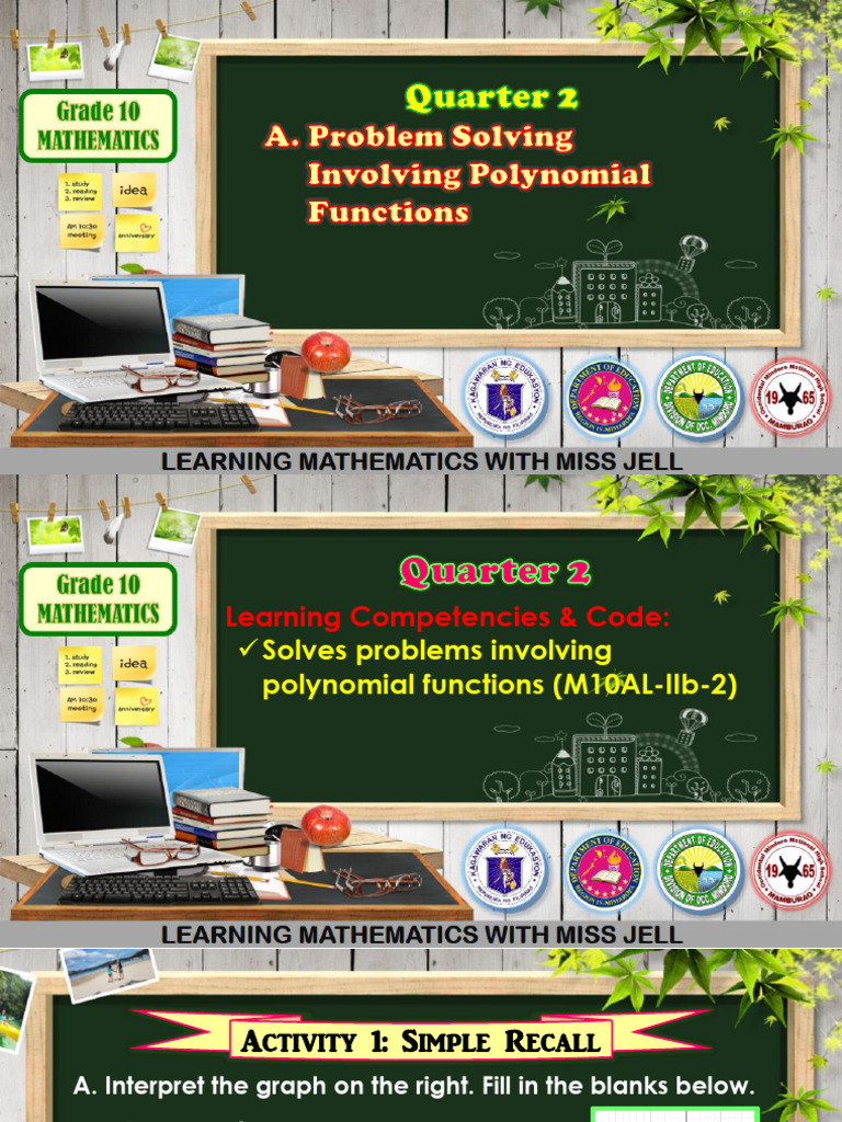 Mathematics 10-Quarter 2-Week 3problem Solving Involving Polynomial Functions | PDF | Polynomial ...