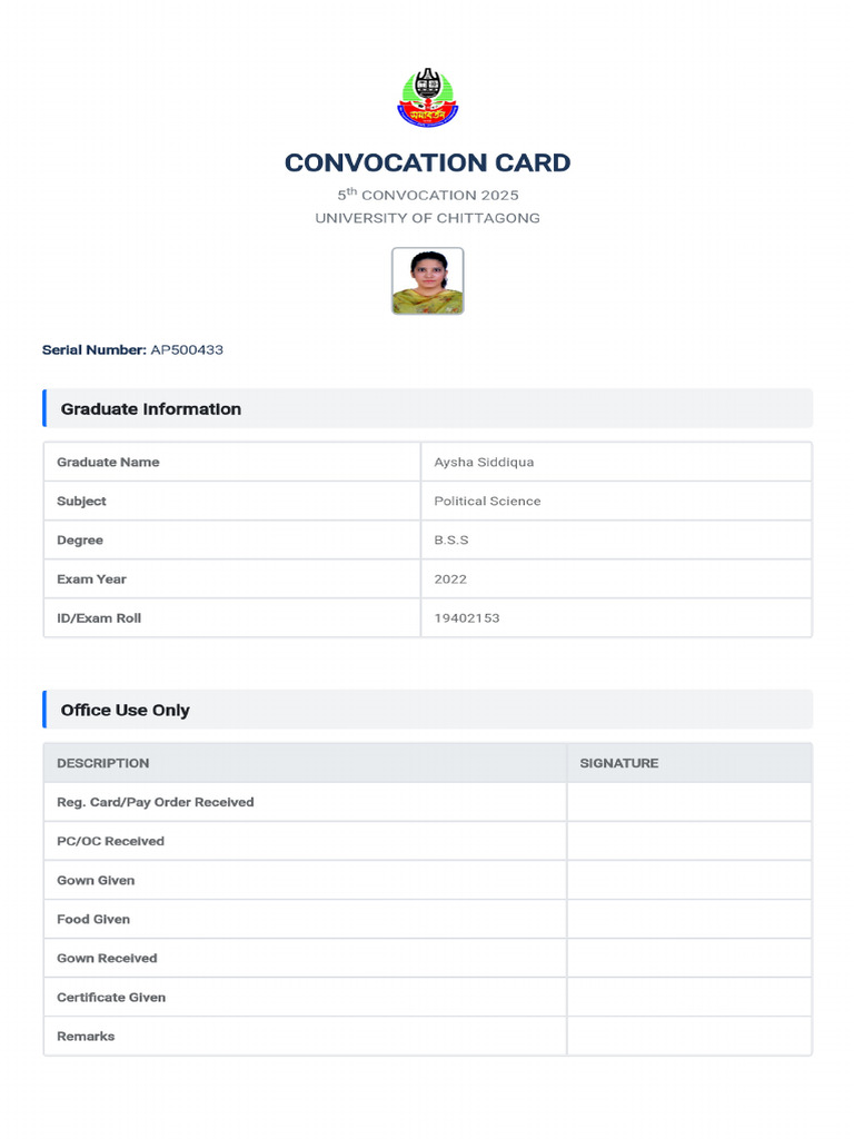 Convocation Card | PDF
