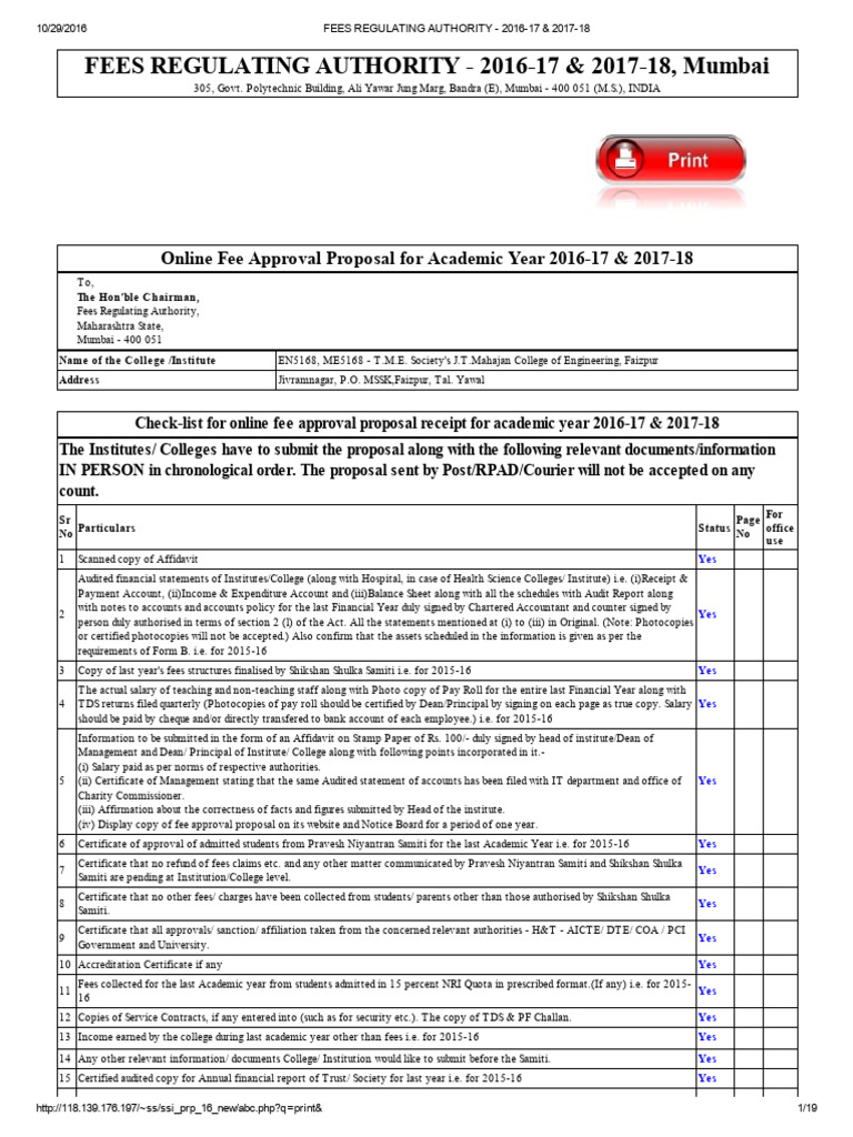 Fees Regulating Authority - 2016-17-2017-18 | PDF | Depreciation