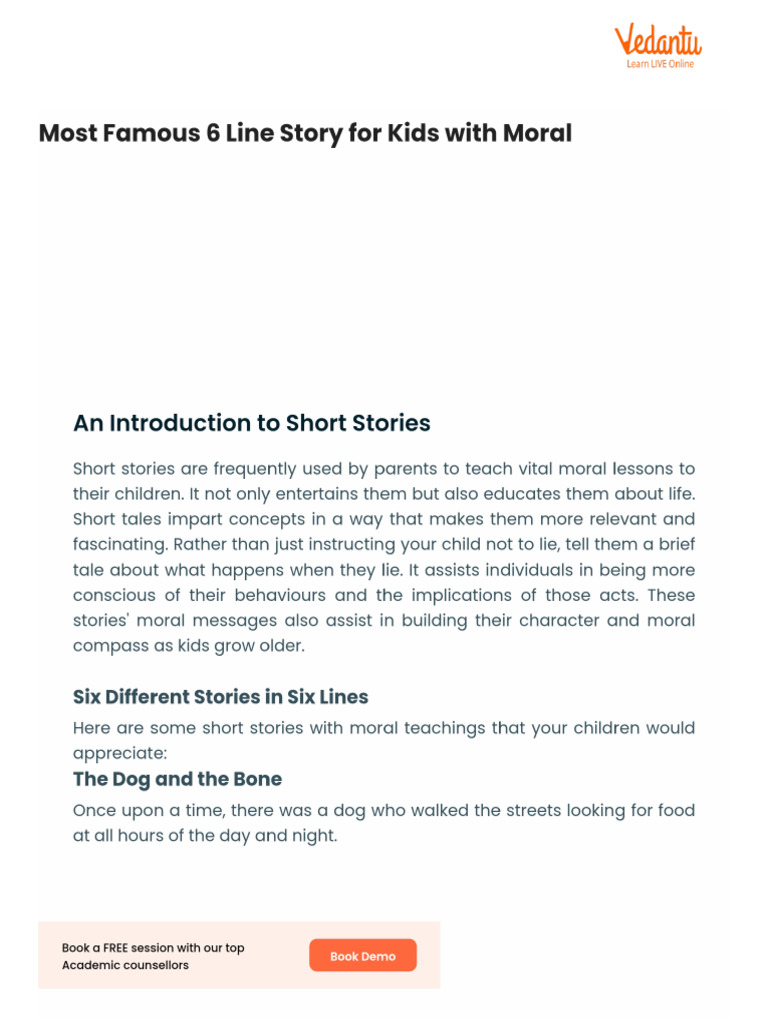 Most Famous 6 Line Story For Kids With Moral | PDF