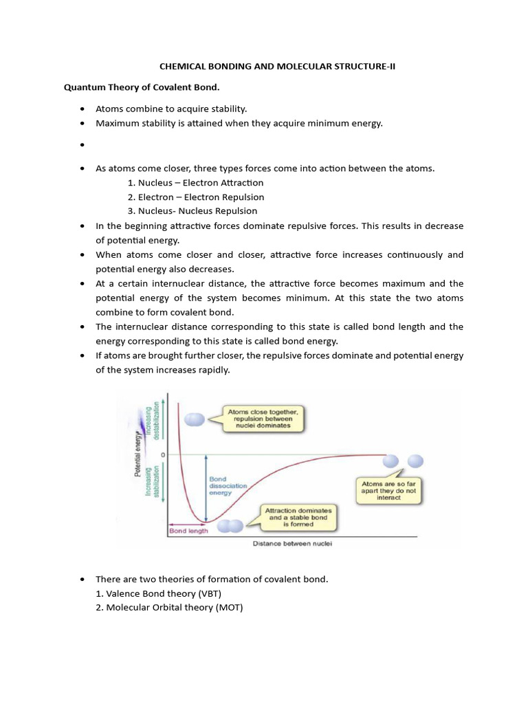 CHEMICAL BONDING AND MOLECULAR STRUCTURE Notes | PDF | Molecular ...