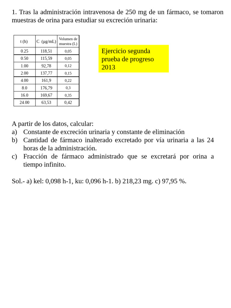 Prob Exámenes | PDF | Farmacocinética | Tratamientos médicos