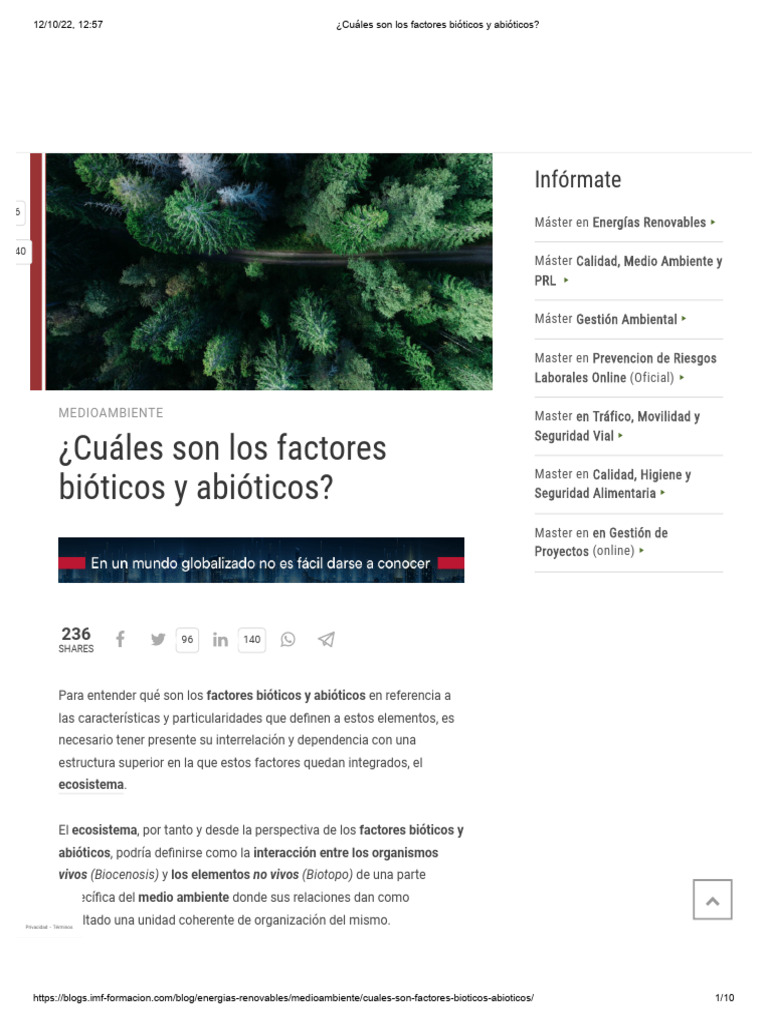 Factores Bióticos y Abióticos en Ecosistemas | PDF | Entorno natural ...